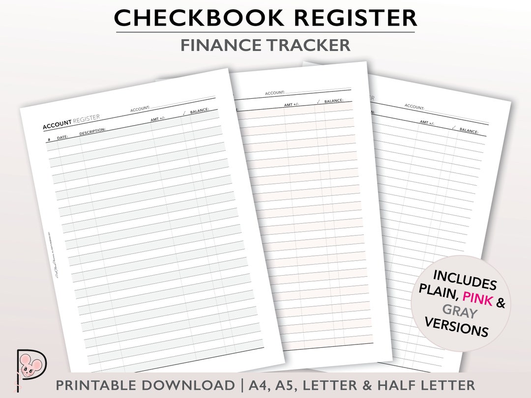 Printable Check Register, Monthly Account Tracker, Credit Card Tracker ...