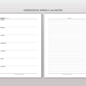 Undated Weekly Planner Printable, 2 Page per Week, WO2P Weekly ...