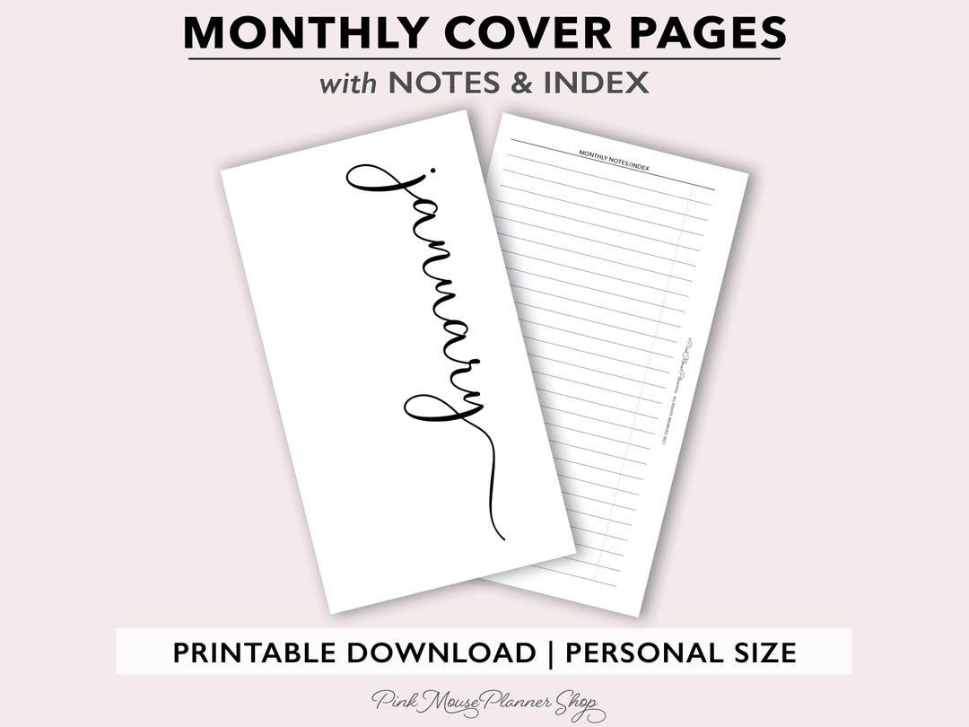 Monthly Cover Pages Printable. Monthly Dashboard Insert, Monthly Index ...