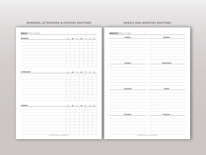 Routine Checklist Printable Planner Insert, Daily Routine Page, Weekly ...