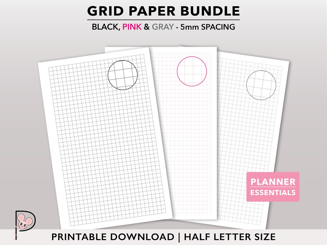 Printable Grid Paper in Black Pink & Gray for Planners - Etsy