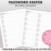 Printable Password Keeper, Password Tracker Page, Password Log Planner ...