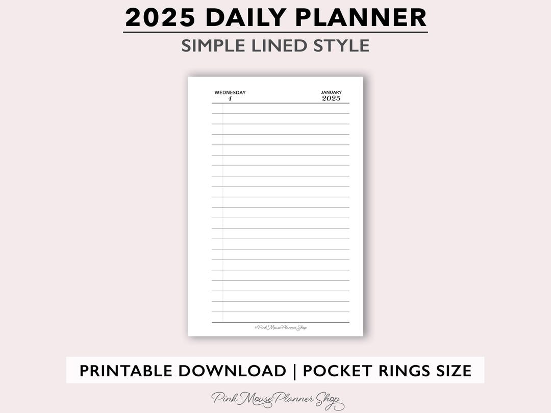 2025 Lined Daily Planner Inserts, Simple Dated Daily Journal, One Day ...