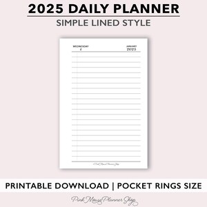 2025 Lined Daily Planner Inserts, Simple Dated Daily Journal, One Day ...
