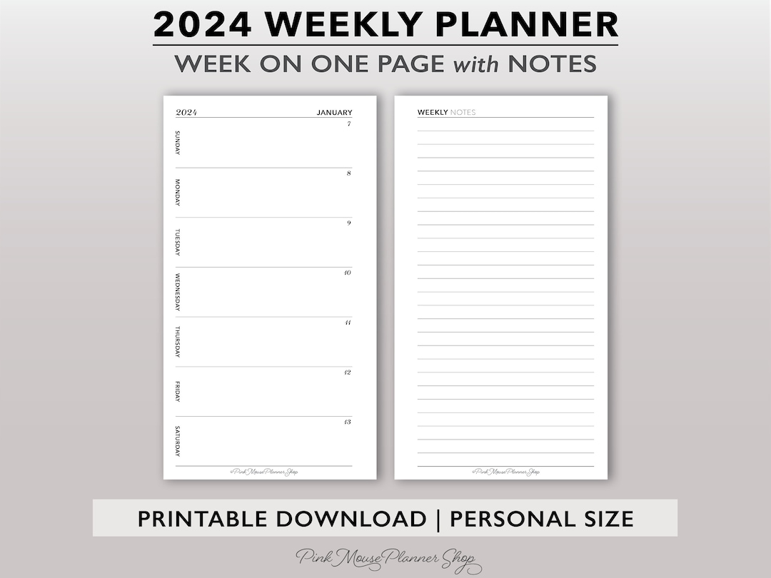 2024 Weekly Planner Printable & Weekly Notes, 2024 Weekly Agenda ...