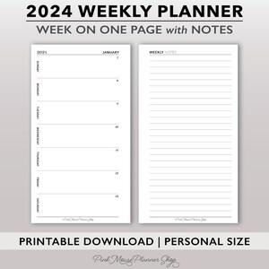 2024 Weekly Planner Printable & Weekly Notes, 2024 Weekly Agenda ...