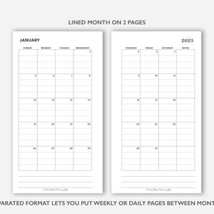 2025 Lined Monthly Printable Planner Inserts, Month on 2 Pages W ...