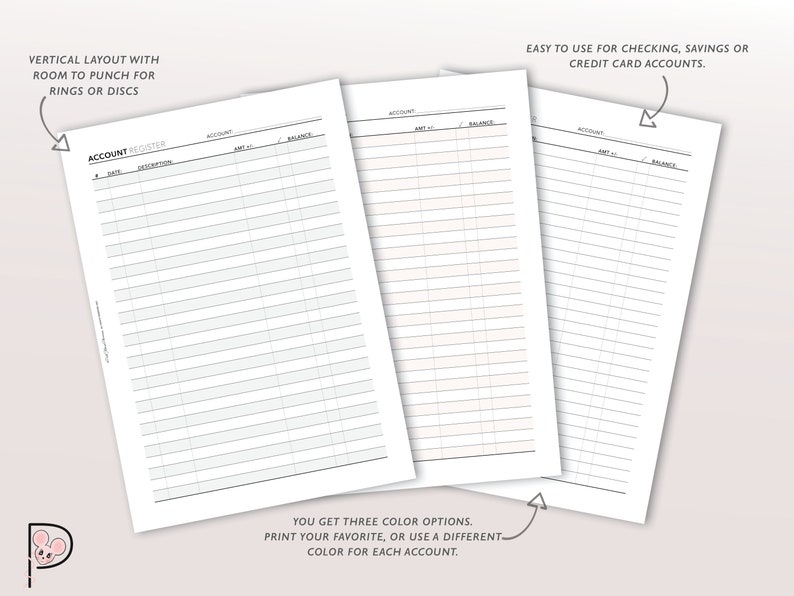 Printable Check Register Monthly Account Tracker Credit Card - Etsy