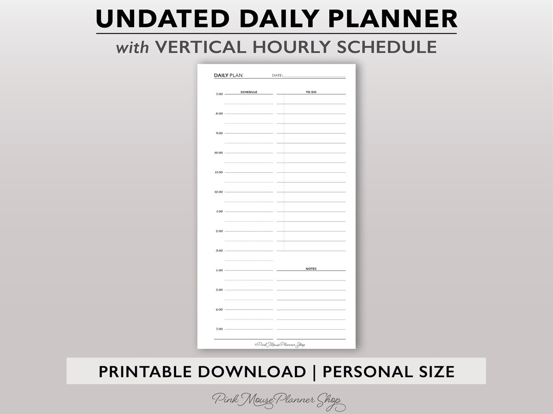 Daily Planner Printable, Day per Page Undated Planner Insert, One Page ...
