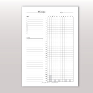 Vertical Yearly Tracker Printable Planner Insert Yearly Mood - Etsy