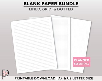 Personal Wide Ring Printable Note Pages Dotted Grid Lined - Etsy