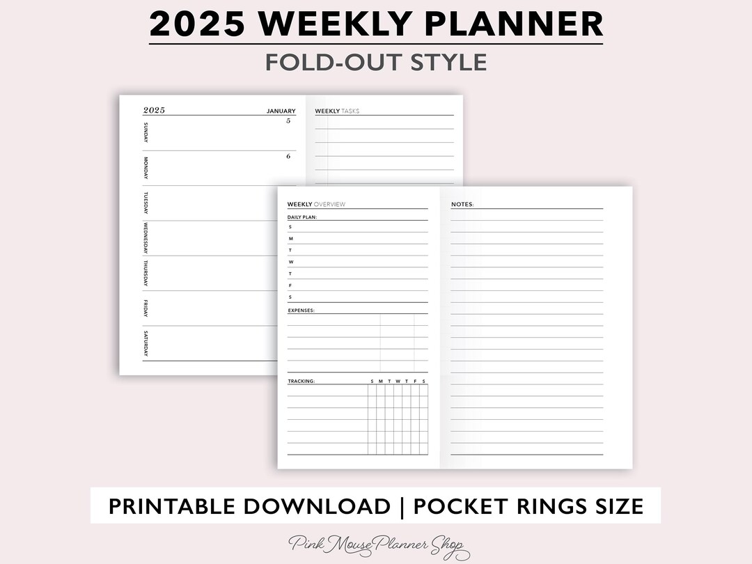 2025 Weekly Fold-out Planner Insert Printable, 2025 Weekly Agenda ...