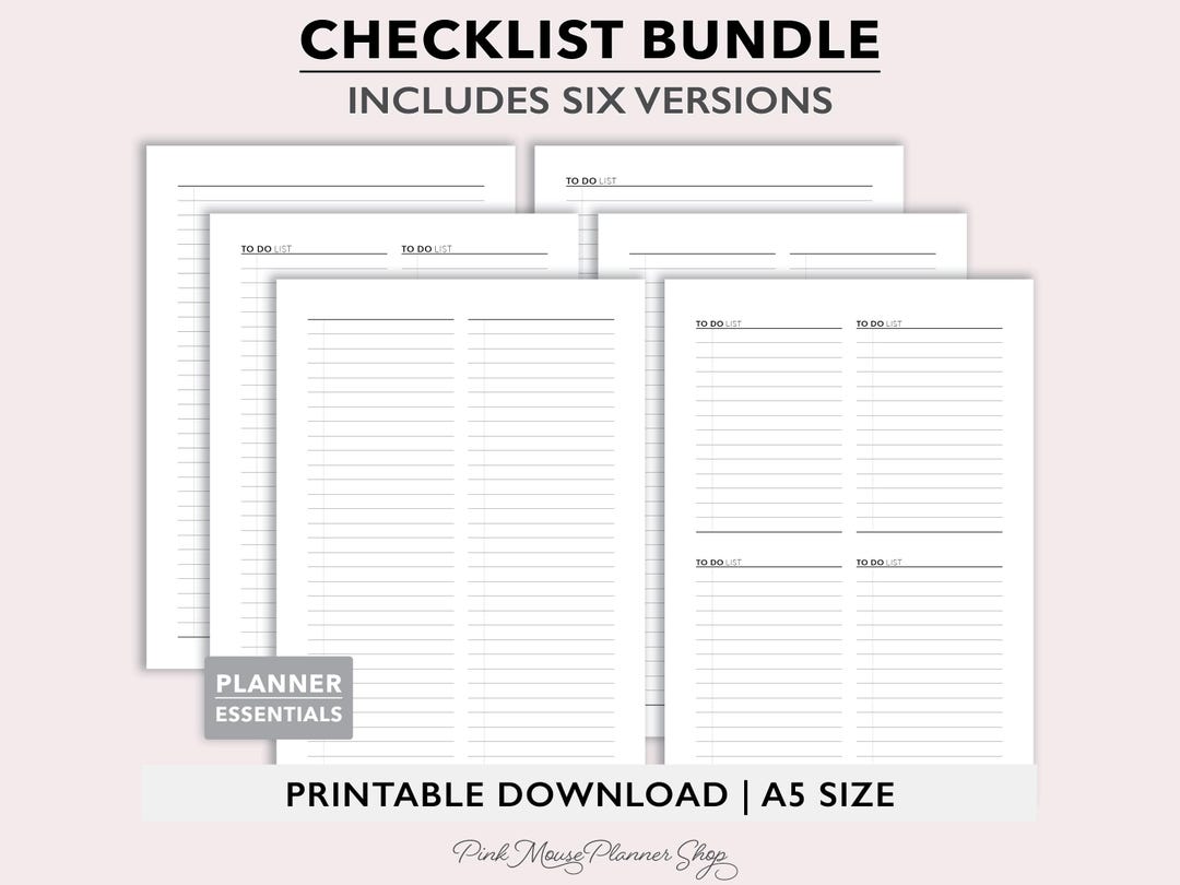 Printable to Do List Insert, Blank Checklist Planner Page, Grocery List ...
