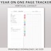 Vertical Yearly Tracker, Printable Planner Insert, Yearly Mood Tracker ...