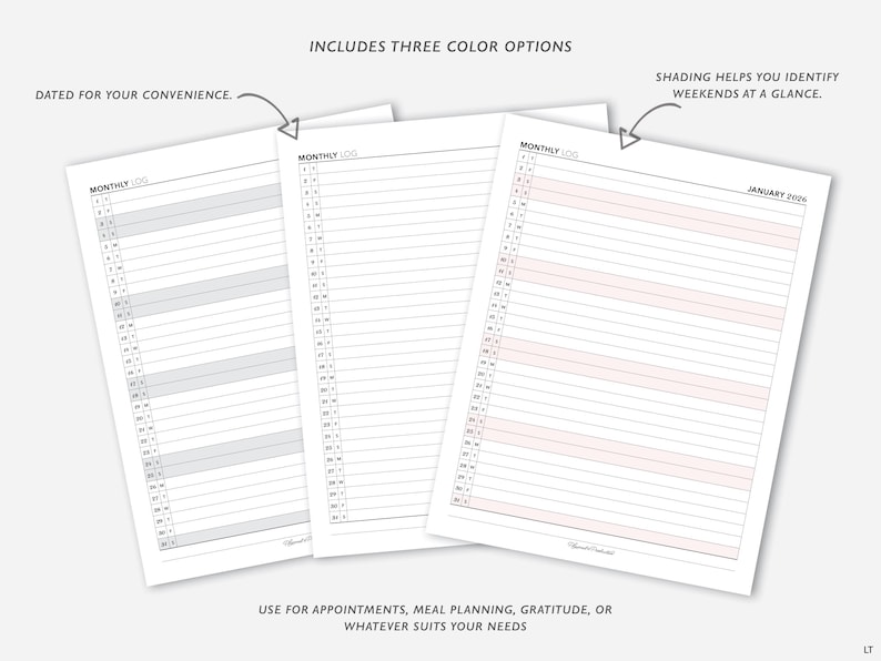 2026 Vertical Monthly Printable Planner Inserts, Full Size Vertical ...