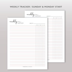 Printable Tracker Bundle Planner Insert, Weekly Tracker Page, Monthly ...