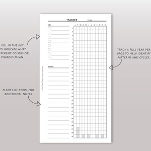 Vertical Yearly Tracker Printable Planner Insert, Habit Tracker Insert ...