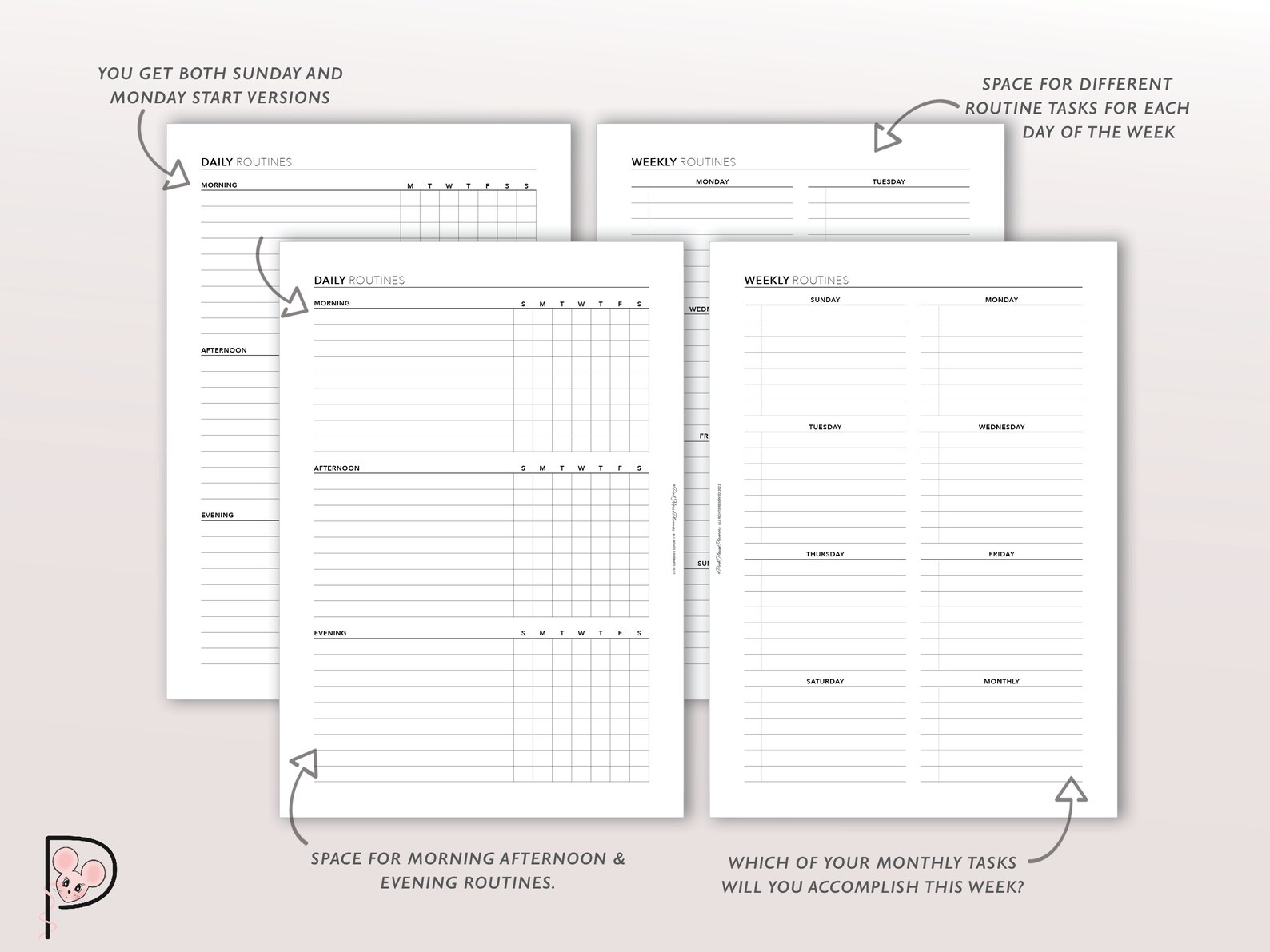 Routine Checklist Printable Planner Insert Daily Routine - Etsy