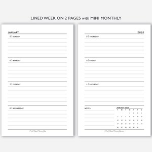 2025 Lined Weekly Planner Printable With Mini Months, 2025 Weekly ...