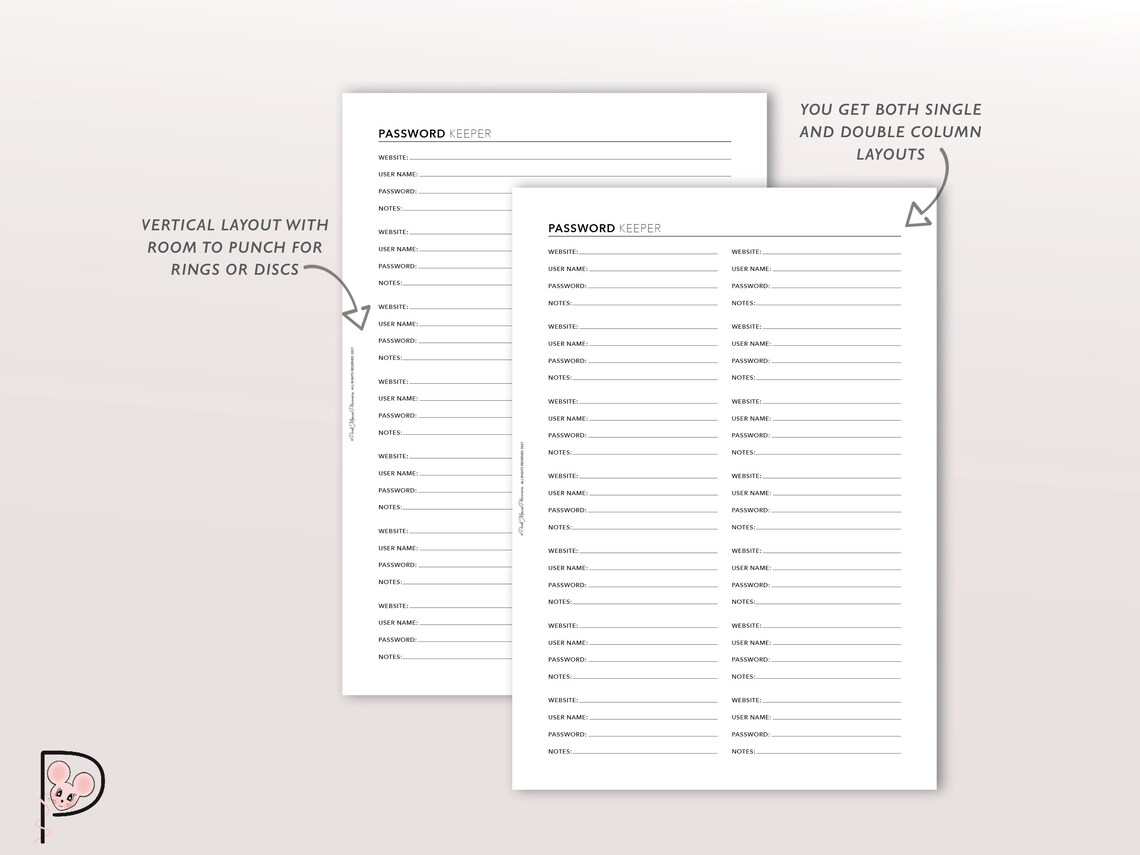 Printable Password Keeper Password Tracker Page Password Log - Etsy