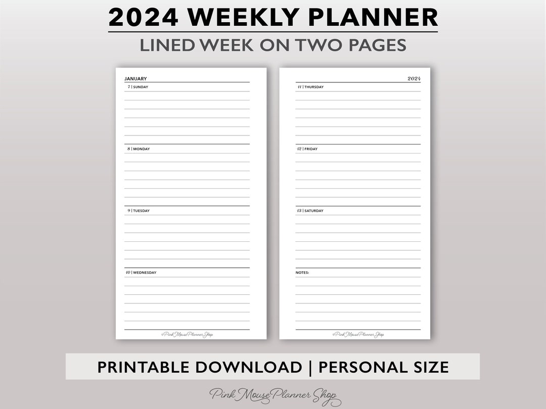 2024 Lined Weekly Planner Printable, 2024 Weekly Planner Template ...