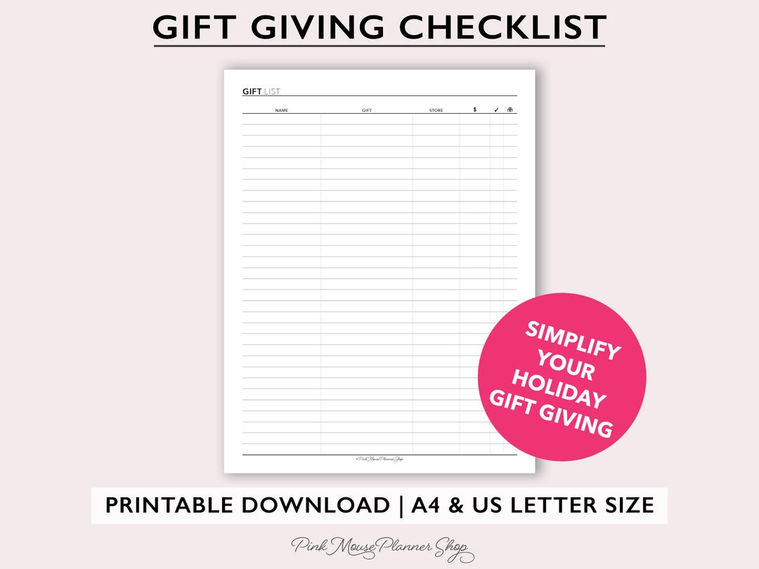 Printable Gift List Planner Insert, Holiday Gift Tracker, Christmas ...