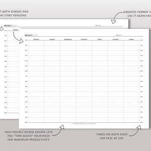30 Minute Weekly Schedule Printable Time Block Planner - Etsy