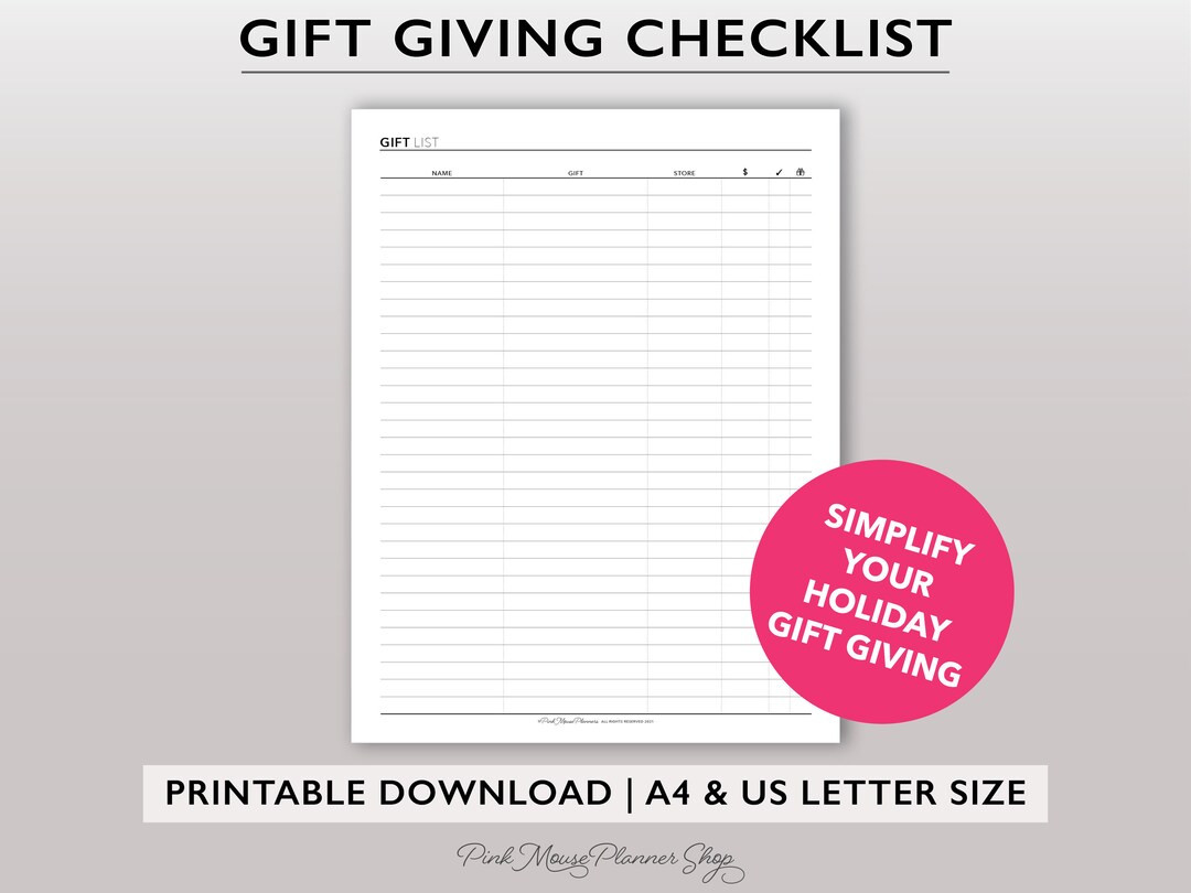 Printable Gift List Planner Insert, Holiday Gift Tracker, Christmas ...