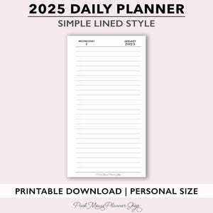 2025 Lined Daily Planner Inserts, Simple Dated Daily Journal, One Day ...