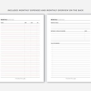 2025 Monthly Printable Planner Inserts, Month on 2 Pages W/ Overview ...