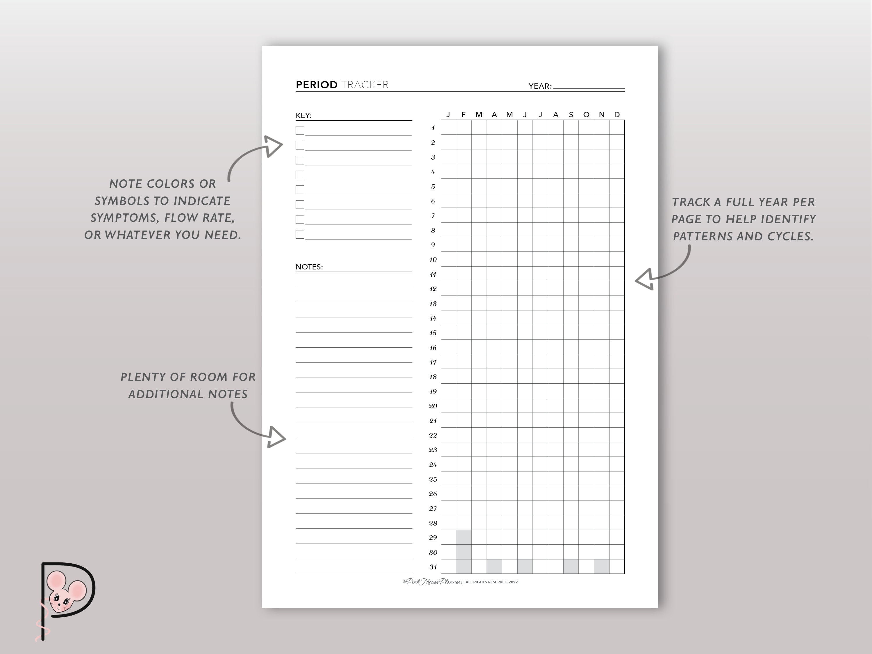 Printable Period Tracker Insert, Menstrual Cycle Log Page, Ovulation ...