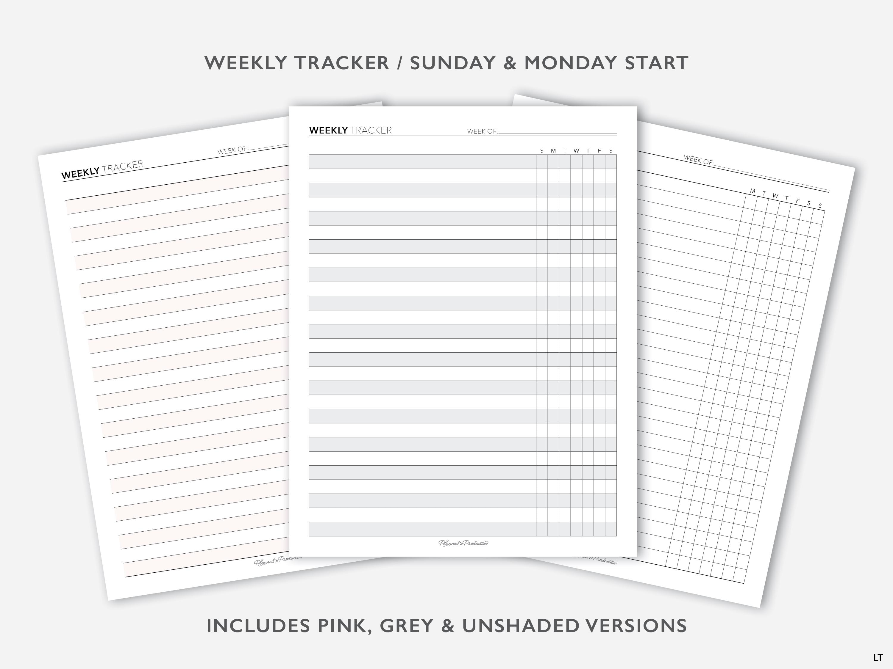 Printable Tracker Bundle Planner Insert, Weekly Tracker Page, Monthly ...