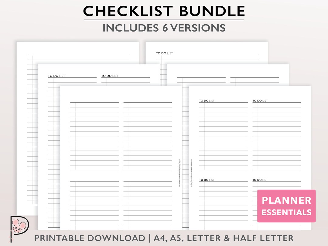 Printable to Do List Insert Blank Checklist Planner Page - Etsy