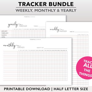 Printable Tracker Bundle Planner Insert, Weekly Tracker Page, Monthly ...
