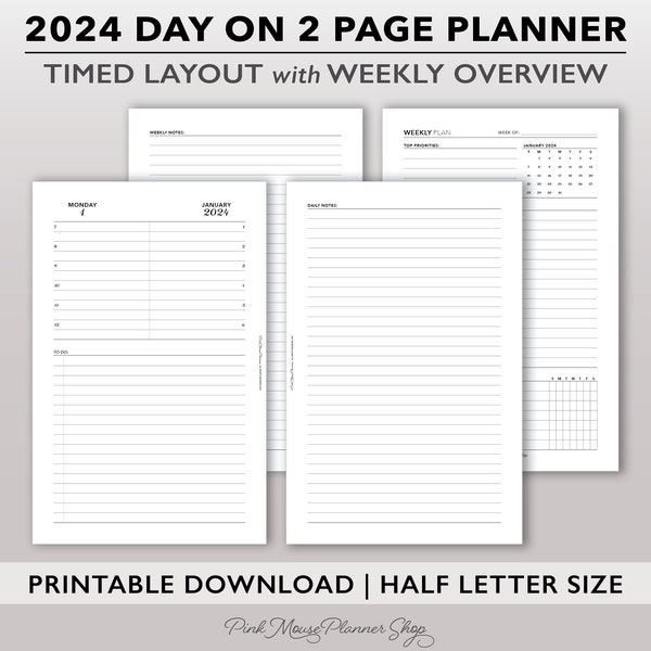 2024 One Page per Day Planner - Etsy