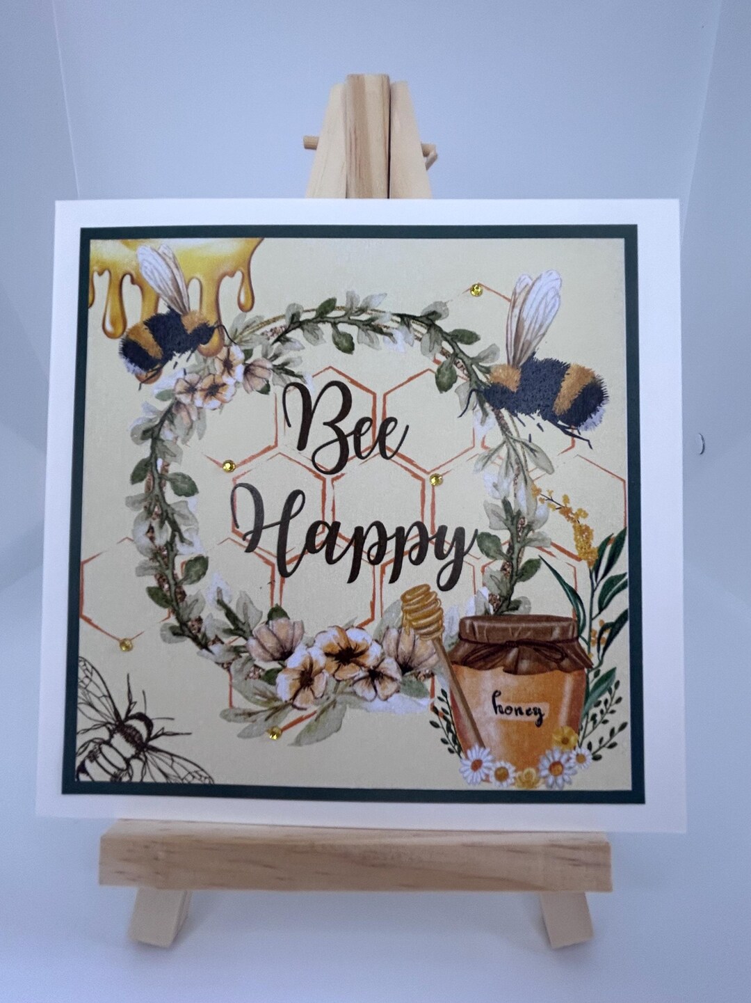 6x6 Handmade Bee Themed Birthday Card With Diamantés - Etsy