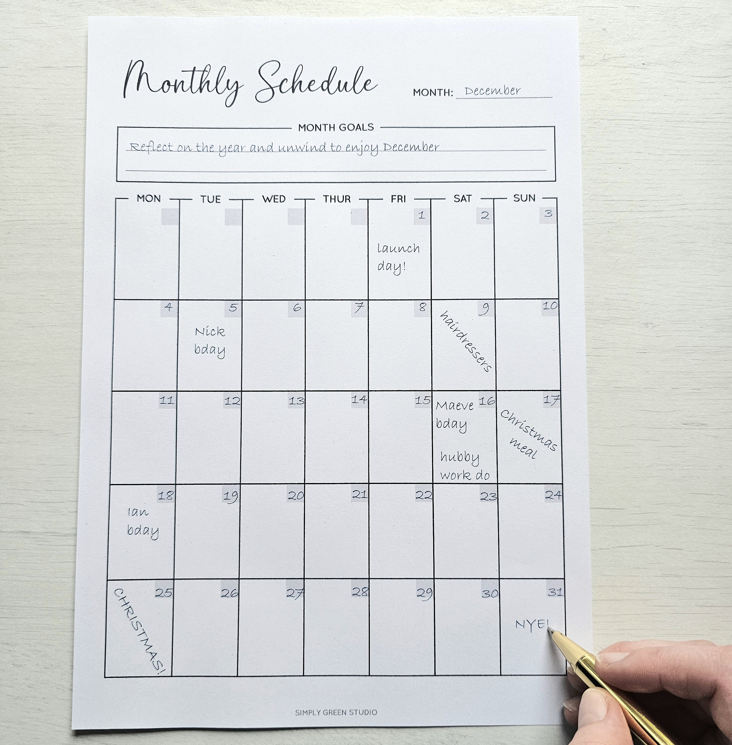 Monthly Schedule Printables Goals, Calendar Overview Undated ...