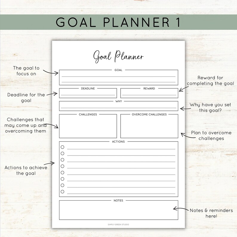 Goal Planner Printables Bundle Goals, Deadlines, Rewards, Challenges ...