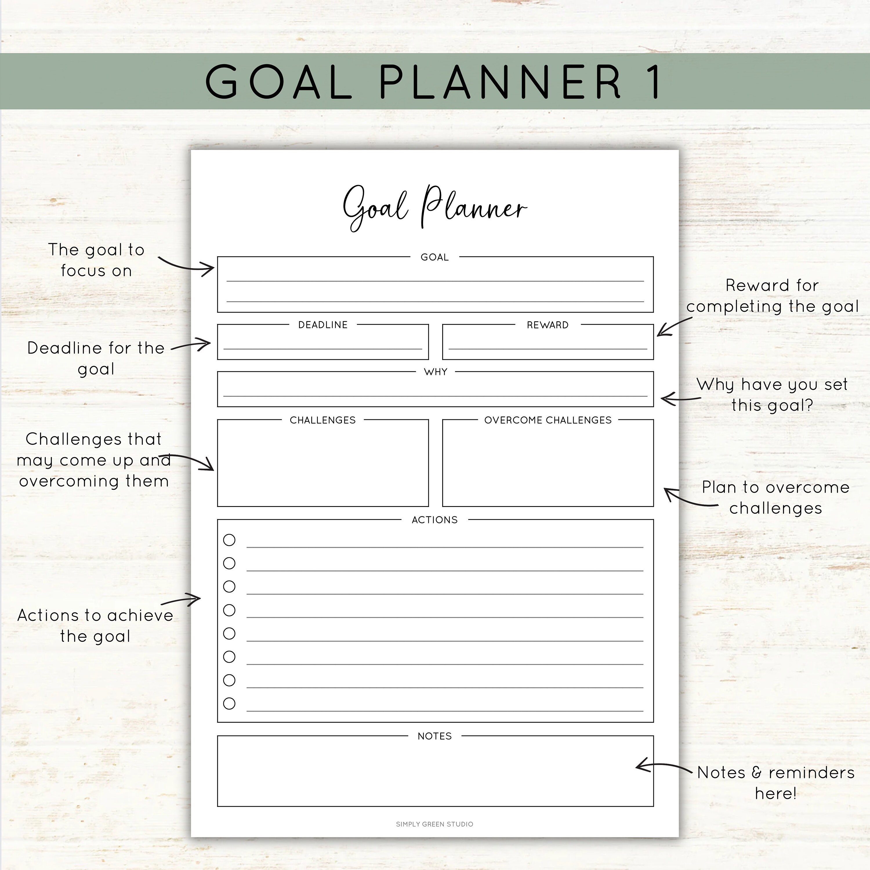 Goal Planner Printables Bundle Goals, Deadlines, Rewards, Challenges ...