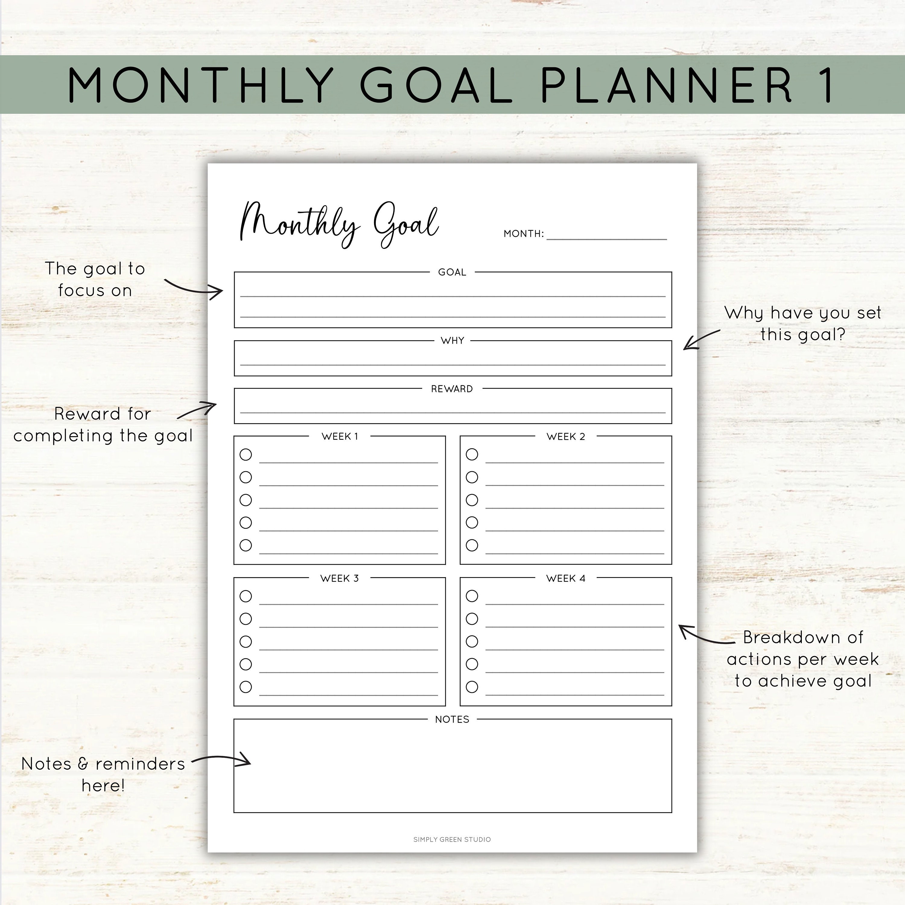 Goal Planner Printables Bundle Goals, Deadlines, Rewards, Challenges ...