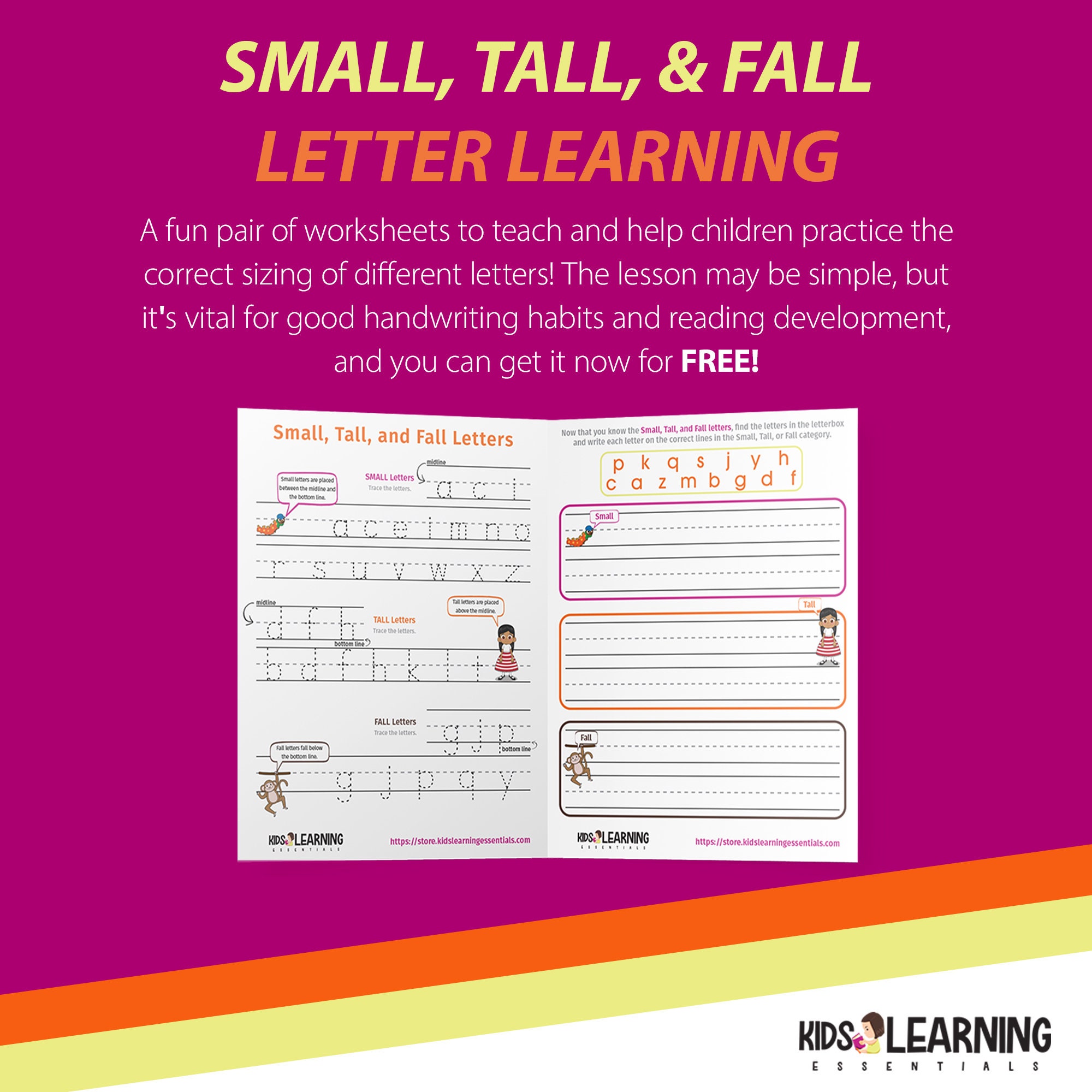 Alphabet Writing Lesson: Small, Tall & Fall Letter Activity ...