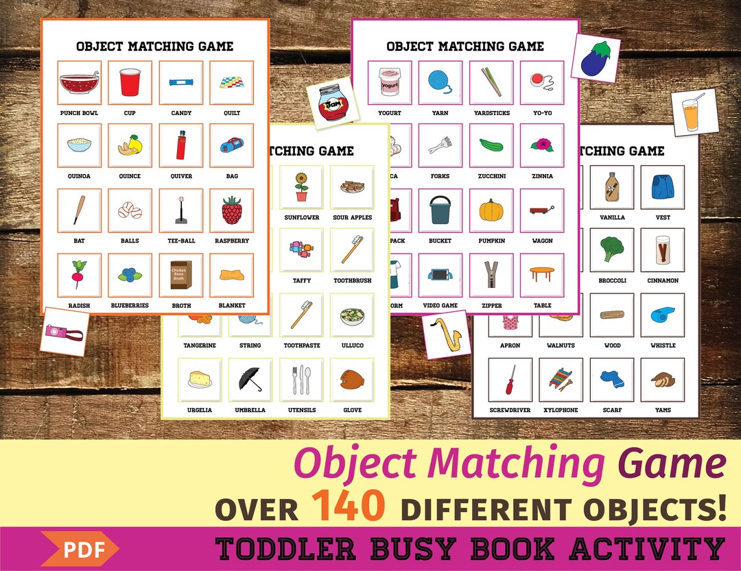 Object Matching Game Toddler Busy Book Activity, Quiet Book Printable ...