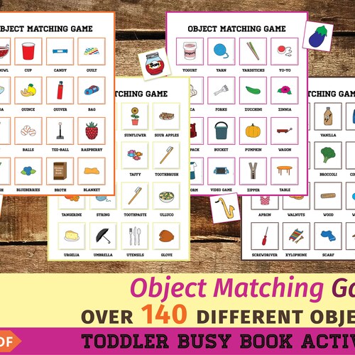 Object Matching Game Toddler Busy Book Activity Quiet Book - Etsy