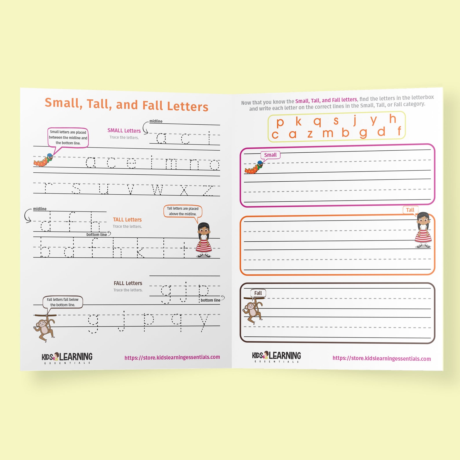 Alphabet Writing Lesson: Small, Tall & Fall Letter Activity ...