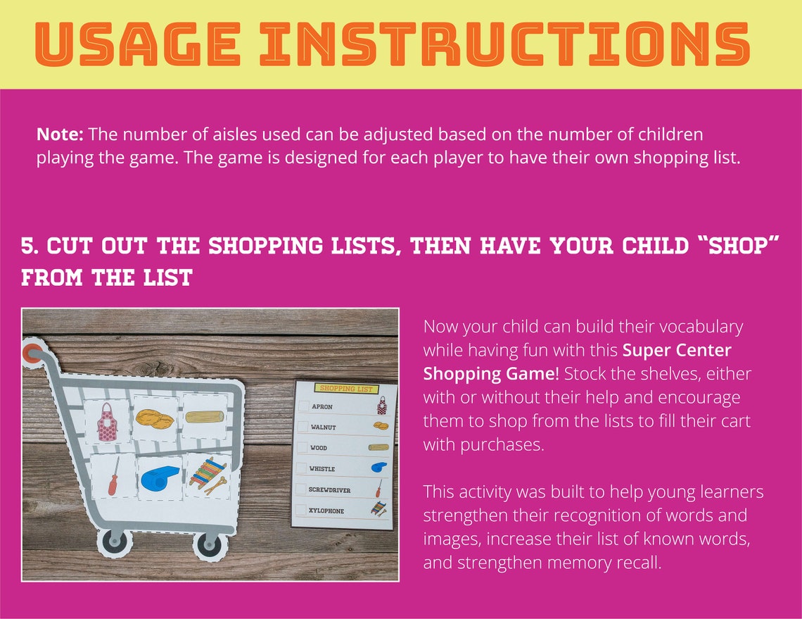 Super Center Busy Book Printable Game, Shopping Activity Worksheet ...