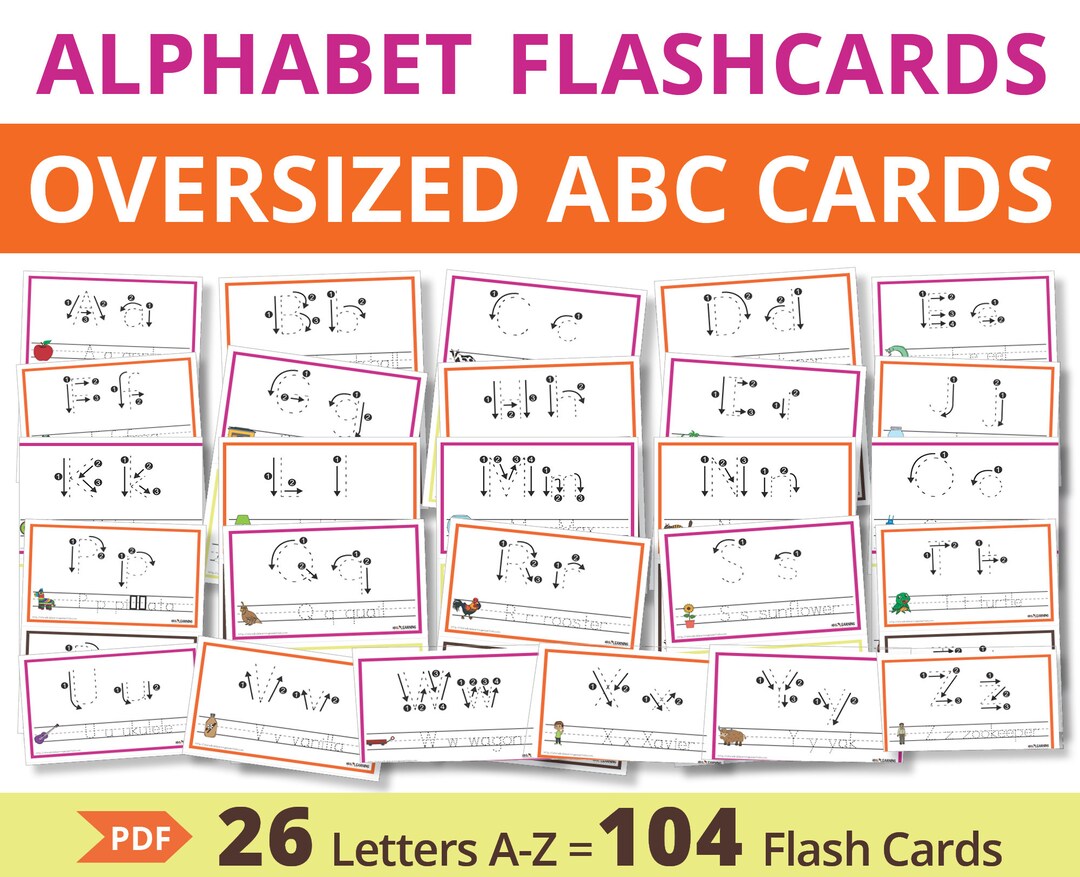 Oversized Alphabet Flashcards Bundle, Printable ABC Cards, Jumbo Play ...
