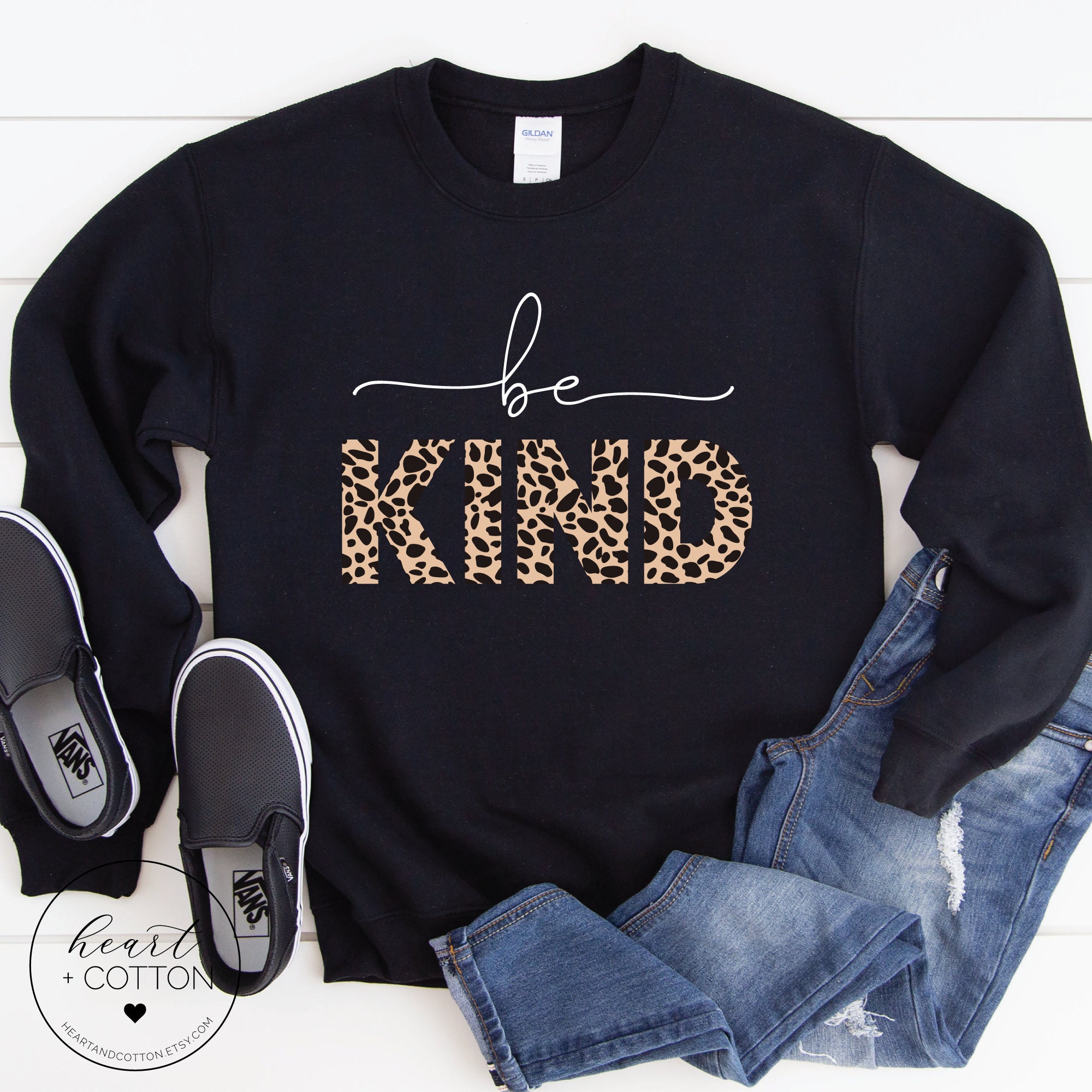 Be Kind Sweatshirt Leopard Tee Animal Print Cheetah Print Sweatshirt Be ...