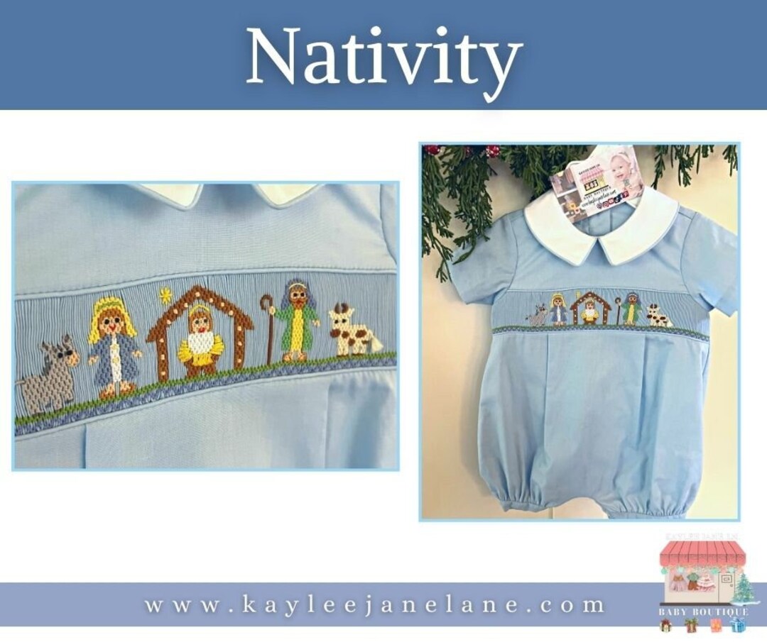 Boys Nativity Smocked Bubble Light Blue - Etsy