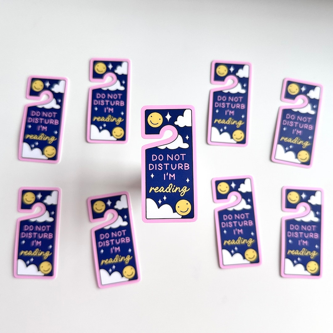 Do Not Disturb Im Reading Door Hanger Smiley Sticker Book Lover Reading ...