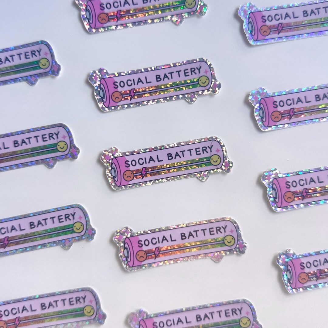 Low Social Battery Sticker Introvert Anxiety Club Home Homebody Rainbow ...